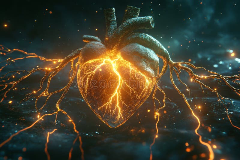 A Human Heart with Roots Appearing To Shine. Growth and Connection ...