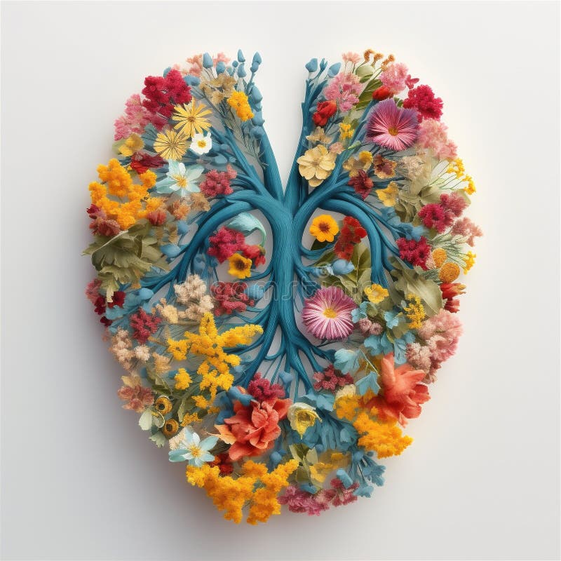 Human Heart Shape Made of Beautiful Colourful Flower. AI Generated ...