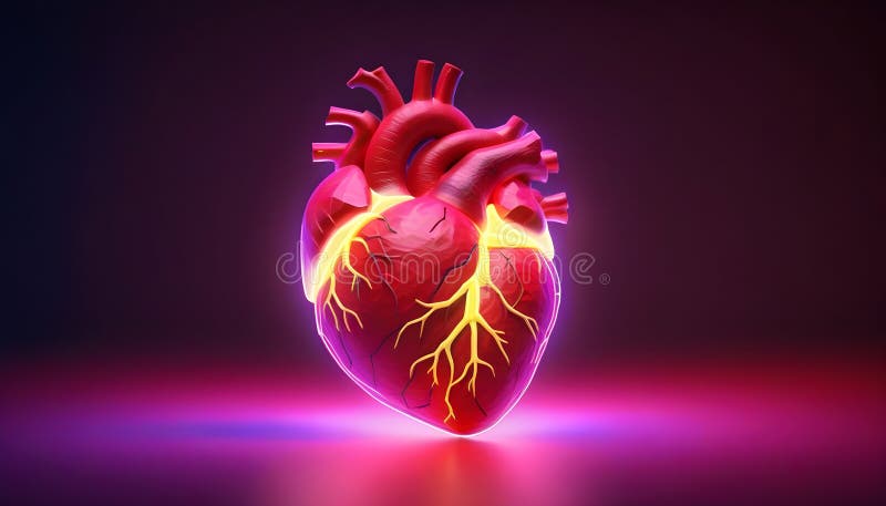 Human Heart Shape Neon Glowing Light Low Poly Style Stock Illustration ...