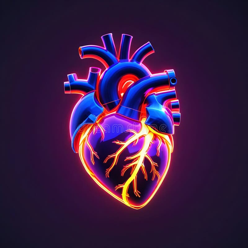 Human Heart Shape Neon Glowing Light Low Poly Style Stock Illustration ...