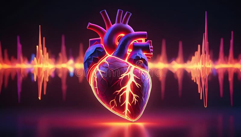 Human Heart Shape Neon Glowing Light Low Poly Style Stock Illustration ...
