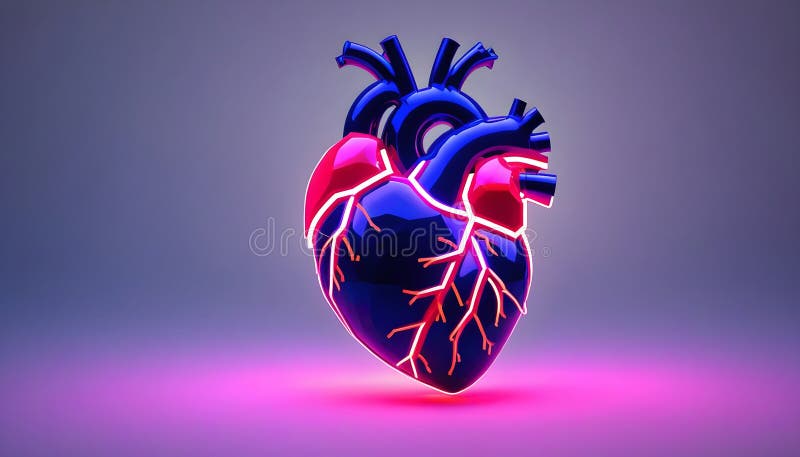 Human Heart Shape Neon Glowing Light Low Poly Style Stock Illustration ...