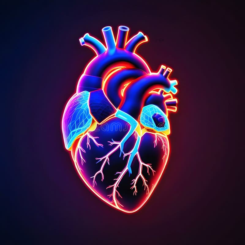 Human Heart Shape Neon Glowing Light Low Poly Style Stock Illustration ...