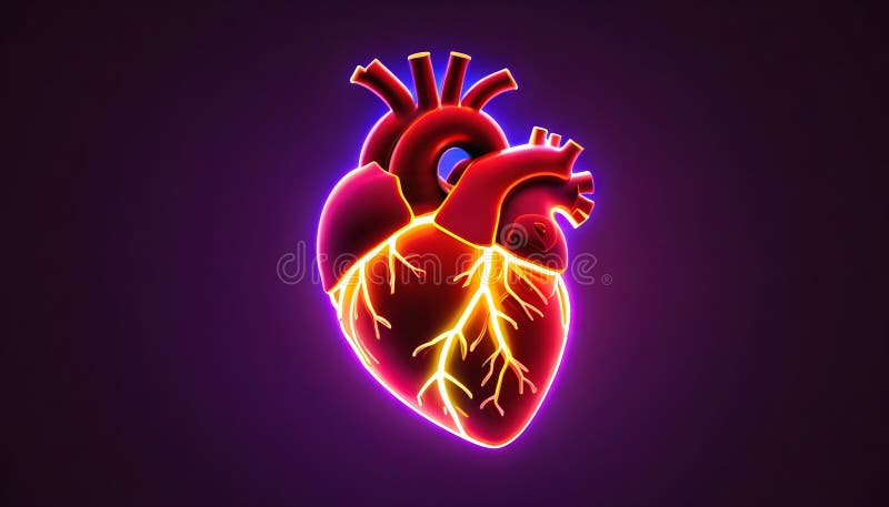 Human Heart Shape Neon Glowing Light Low Poly Style Stock Illustration ...