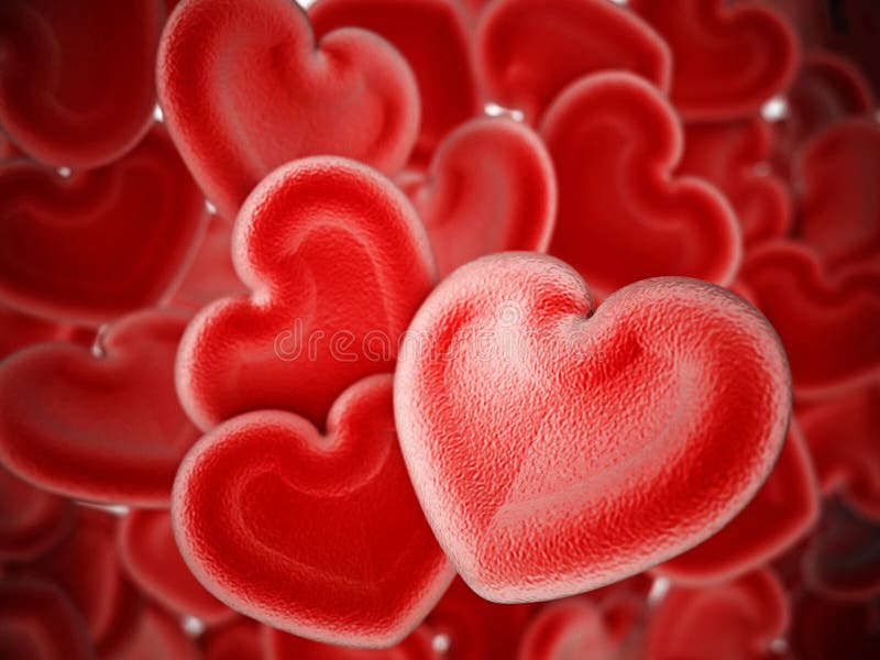 Human Heart Shaped Blood Cells Background. 3D Illustration Stock ...