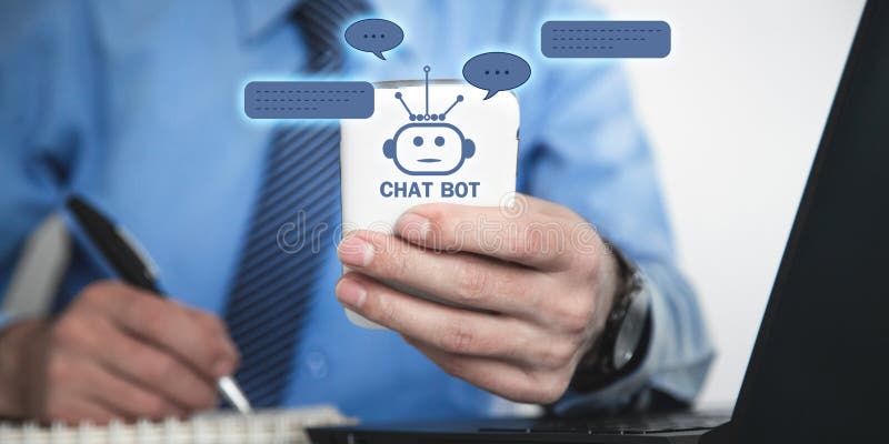 Human Holding Smartphone with Chat Bot Application for Online ...