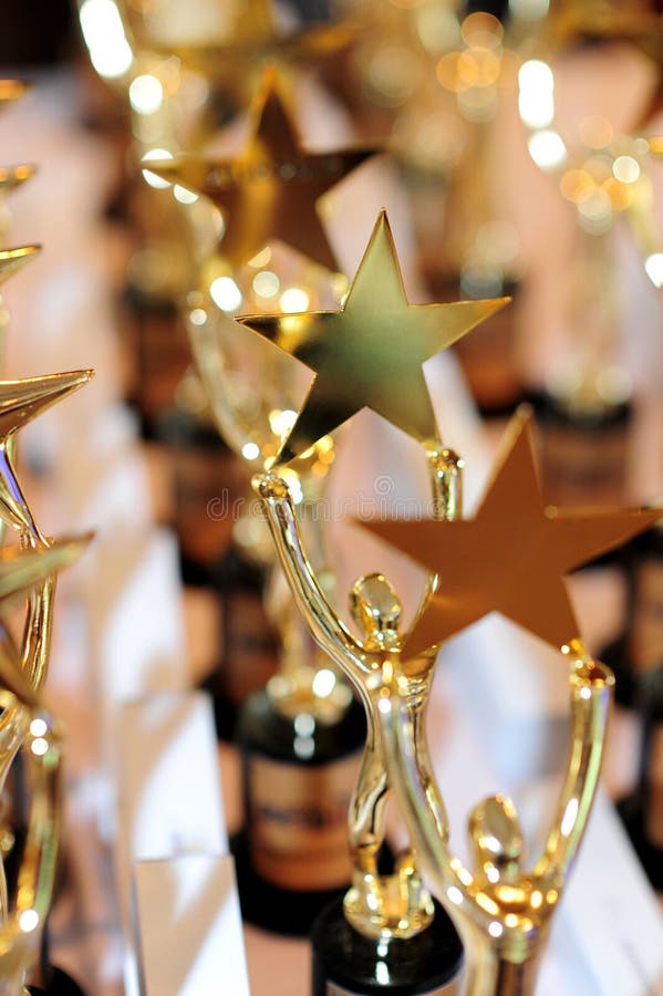 Human Holding Star Gold Award Trophy Stock Image - Image of sport ...