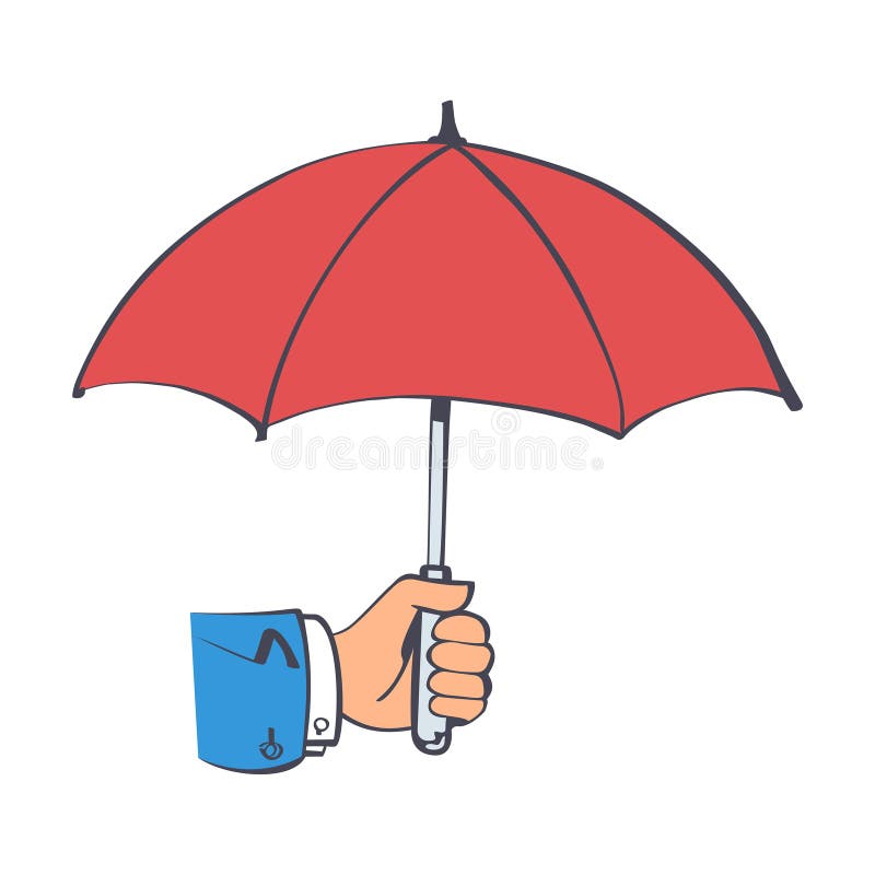 Human Holding Umbrella In Hand Cartoon Style Vector Illustration