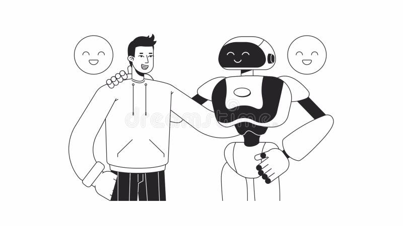 Human Hugging AI Bw Animation Stock Video - Video of technology ... Human Hugging AI Bw Animation Stock Video - Video of technology ...
