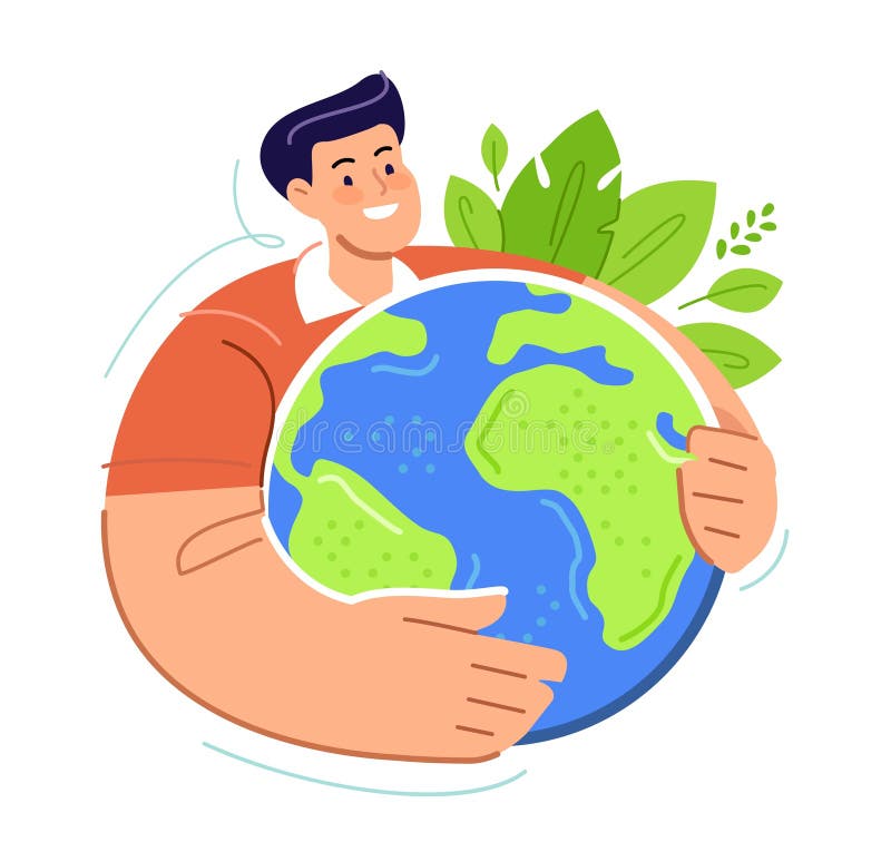 Human Hugging Globe, Symbolizing Care for Planet. Protection of ...