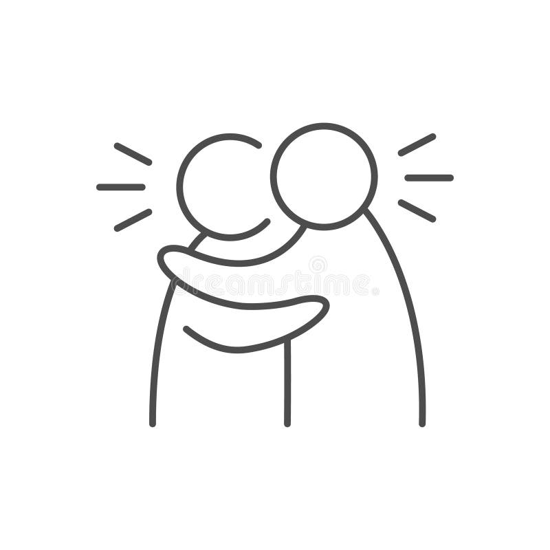 Human Hugs Line Outline Icon Stock Vector - Illustration of teammate ...