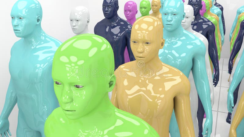 Human Humanoid Clones of Different Colors Stock Illustration ...