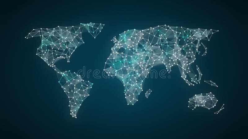 Human Icon IoT Technology Connect Global World Map. Dots Makes World ...