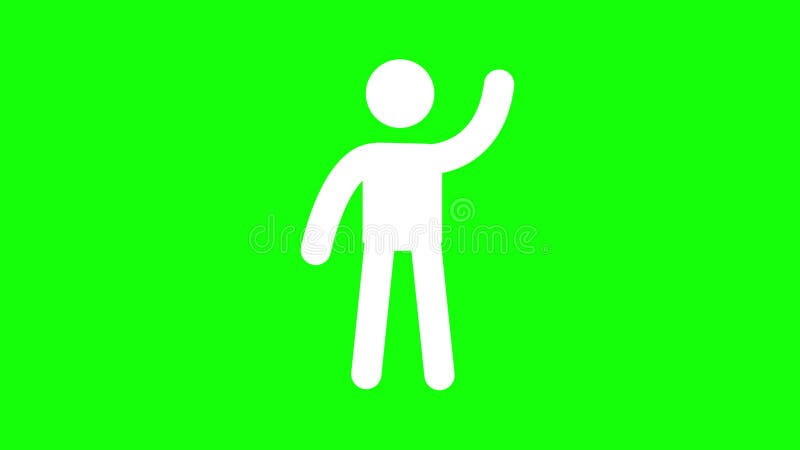 Human Icon Waving Hand Animated Stickman Icon Waving Hand Green Screen ...