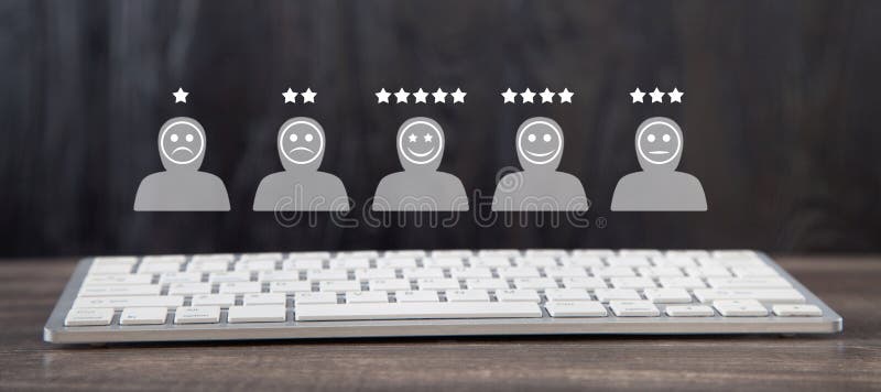 Human Icons with Positive and Sad Face, Stars. Customer Evaluation and ...