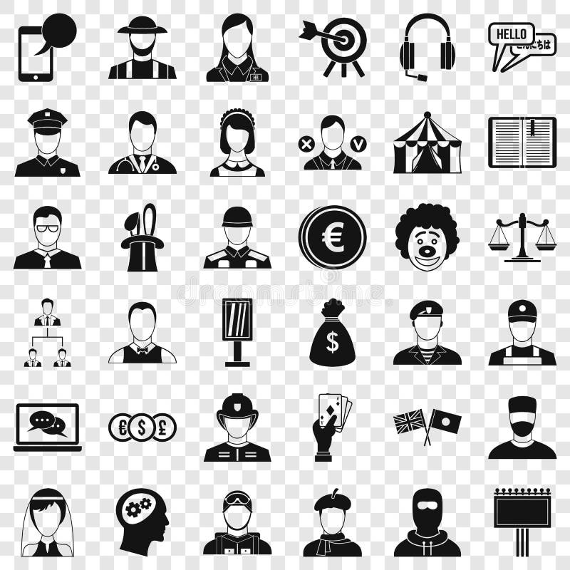 Human Icons Set, Simple Style Stock Vector - Illustration of check ...