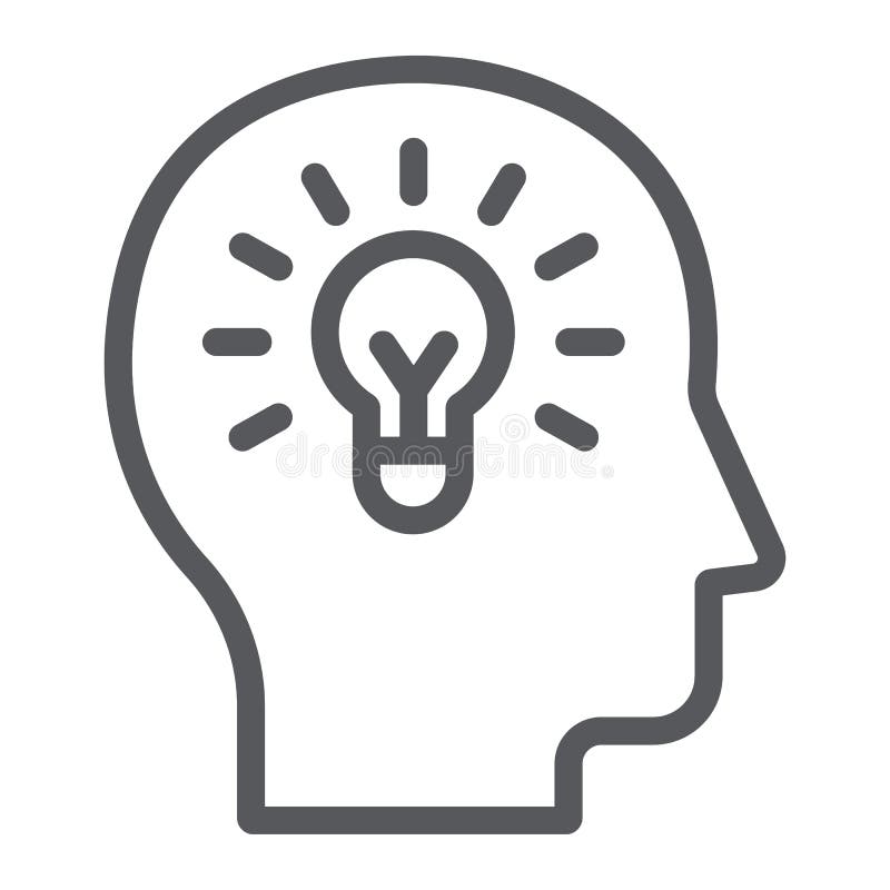 Human Idea Line Icon, Creativity and Solution, Light Bulb in Head Sign ...