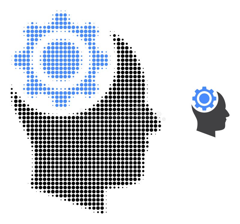 Human Intellect Gear Halftone Dotted Icon Stock Vector - Illustration ...