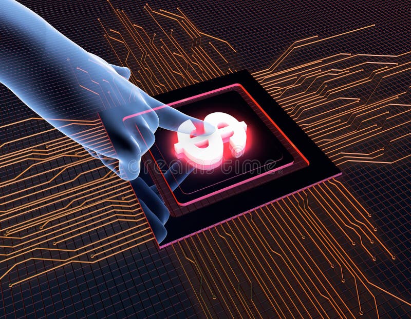 Human Intelligent Technology and Dollar Currency Symbol, Data ...