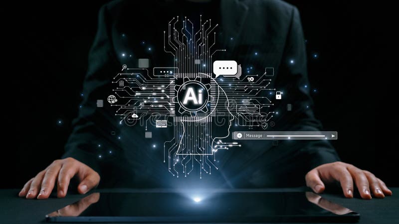 Human Interact with AI Artificial Intelligence Brain Process Generative ...