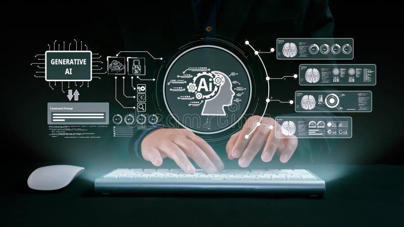 Human Interact with AI Artificial Intelligence Brain Process Generative AI UUID Stock Image ...