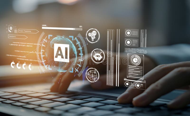 Human Interact with AI Artificial Intelligence Brain Process Generative ...