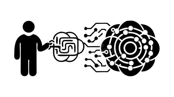 Human Interacting with Data Flow, Digital Transformation, Vector Design ...