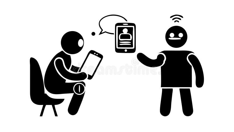 Human Interacting with Robot, Digital Assistant Concept, Vector Design ...