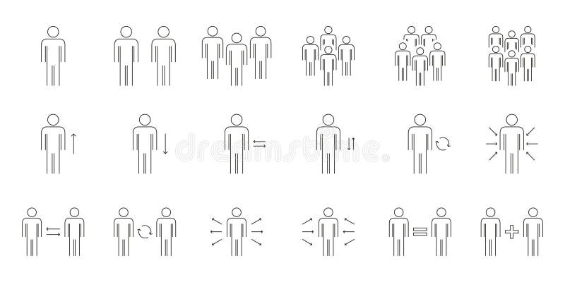 Human Interaction and Movement Line Icon Set. Social Dynamics ...