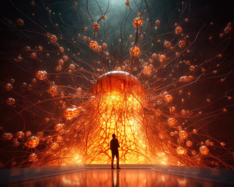 Human Interaction with a Neural Network. Generative AI. Stock ...