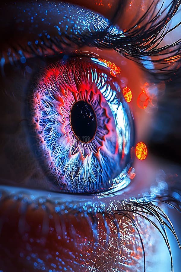 Human Iris Macro, Intricate Patterns and Textures Under Dramatic Light. Stock Illustration ...