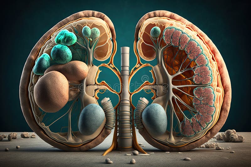 Human Kidney on Scientific Background. Generative Ai Stock Illustration ...