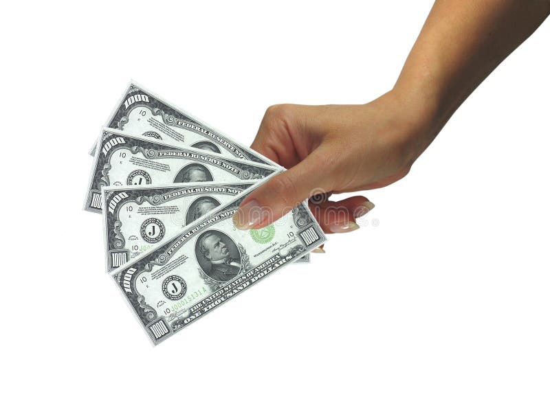 Human Lady Hand Giving Cash Rare Dollars Currency Stock Image - Image ...