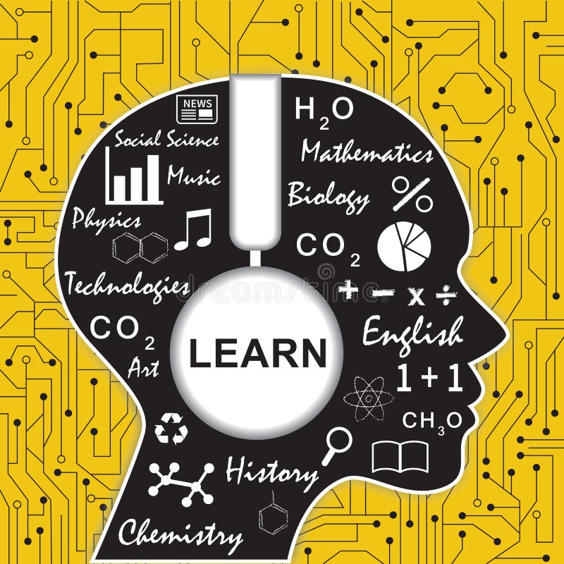 Human Learn with a Headphone Concept Stock Vector - Illustration of ...