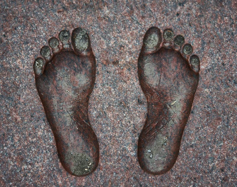 Human footprint in stone stock photo. Image of foot, life - 44919908