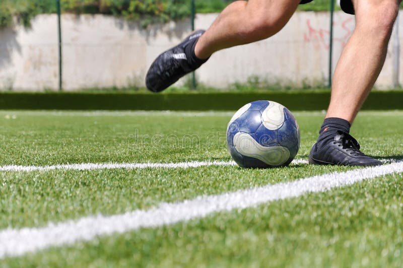 Human Leg Shooting Soccer Ball Stock Photo - Image of ball, athlete ...