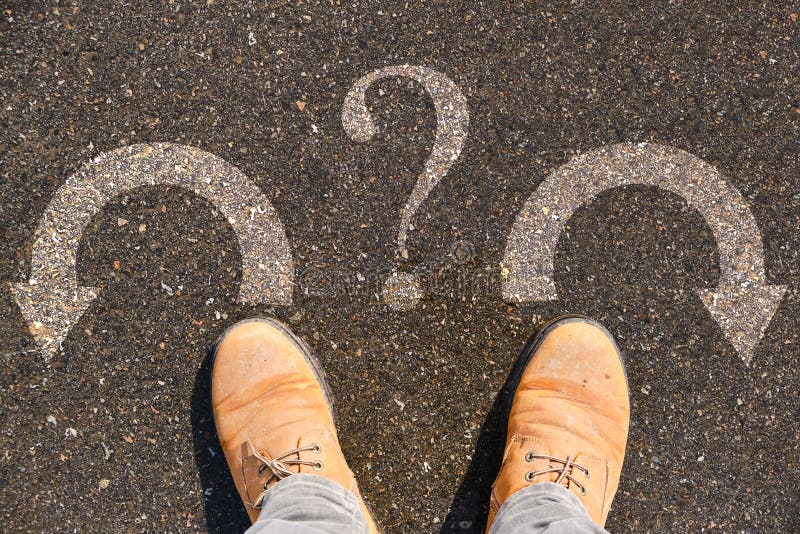 Human Legs in Batinki and Two Directions Right and Left with Question ...