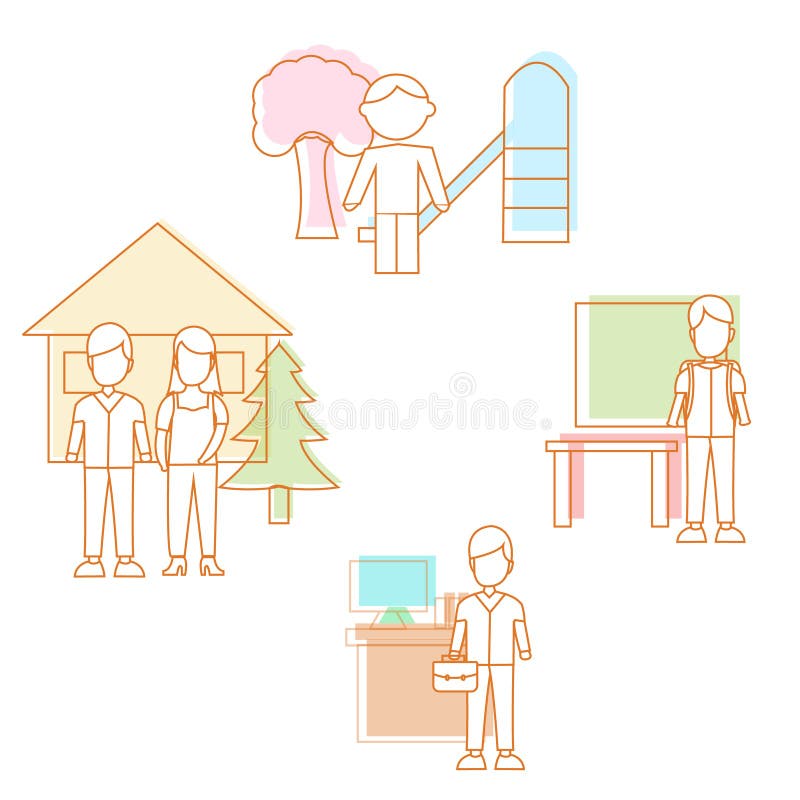 Human Life Cycle Line Icons Stock Illustration - Illustration of covid ...