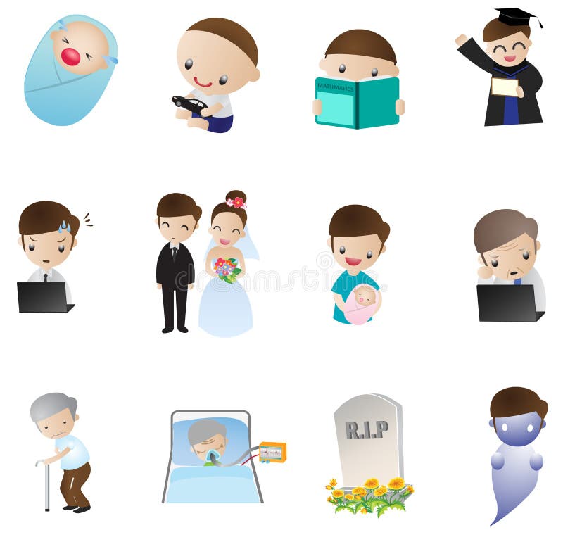 Human Life Icon, from Birth To Death (vector) Stock Vector ...