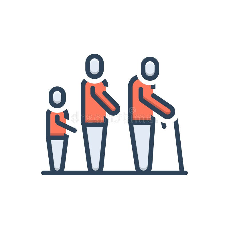 Color Illustration Icon for Human Life, Evolution and Cycle Stock ...