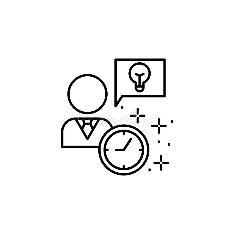 Human Light Bulb Clock Icon. Element of Management Icon Stock ...