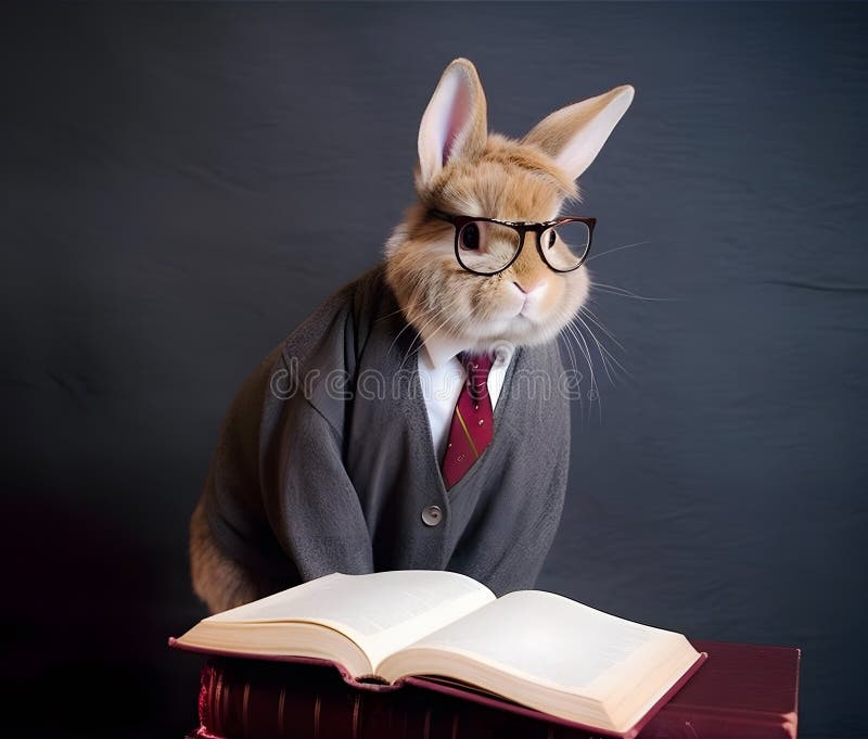 Human Like Rabbit with Suit Coat and Book Stock Illustration ...