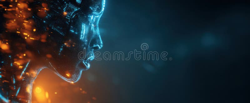 The Human-Like Robot with Futuristic Light Effects and Digital Features ...