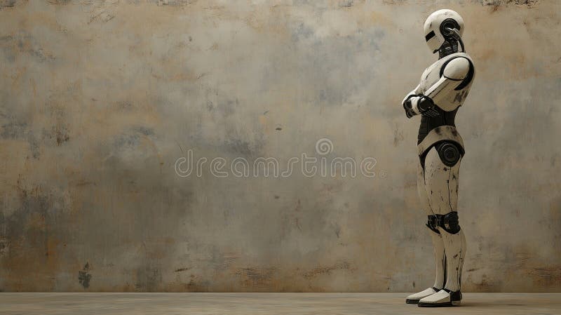 A Human-like Robot Standing and Assuming a Thoughtful Stance Stock ...