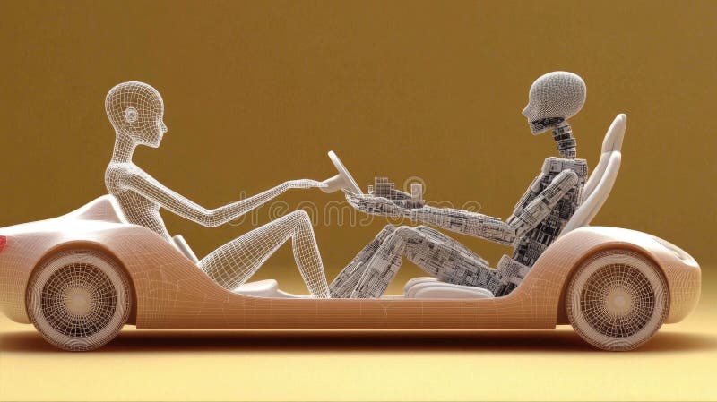 Human-like Robots in Futuristic Car Stock Image - Image of conceptual ...