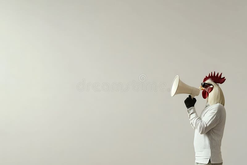Human Like Rooster Wearing a Suit, Holding a Loudspeaker Stock Image ...