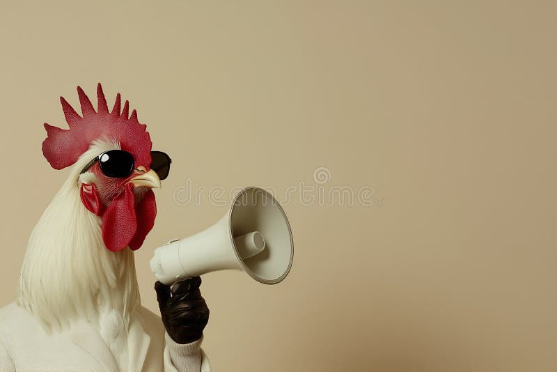 Human Like Rooster Wearing a Suit, Holding a Loudspeaker Stock Photo ...