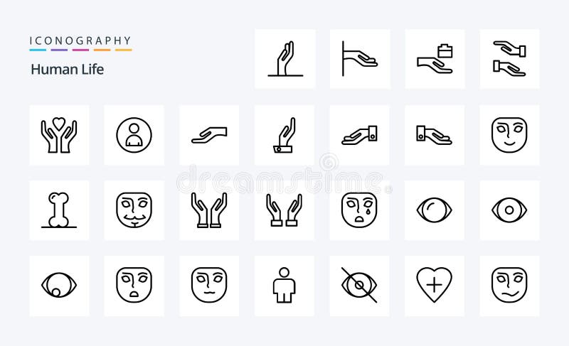 25 Human Line icon pack stock vector. Illustration of emotion - 264533918
