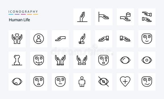 25 Human Line icon pack stock vector. Illustration of emotion - 264533918