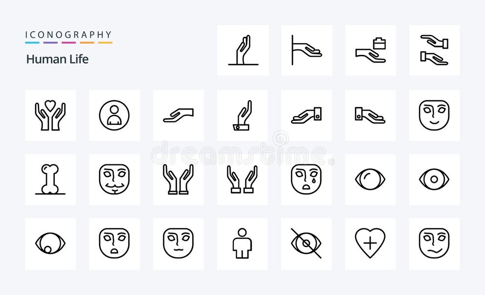 25 Human Line icon pack stock vector. Illustration of emotion - 264533918